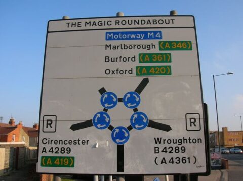 Magic Roundabout in Swindon, a unique intersection